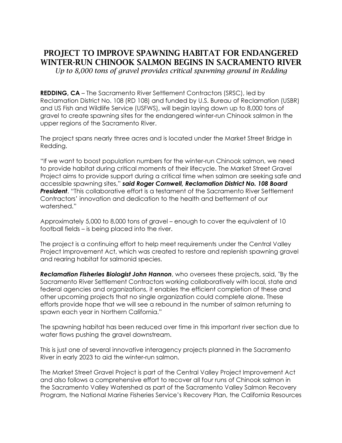 More Sacramento River Salmon Recovery Projects Underway in the ...